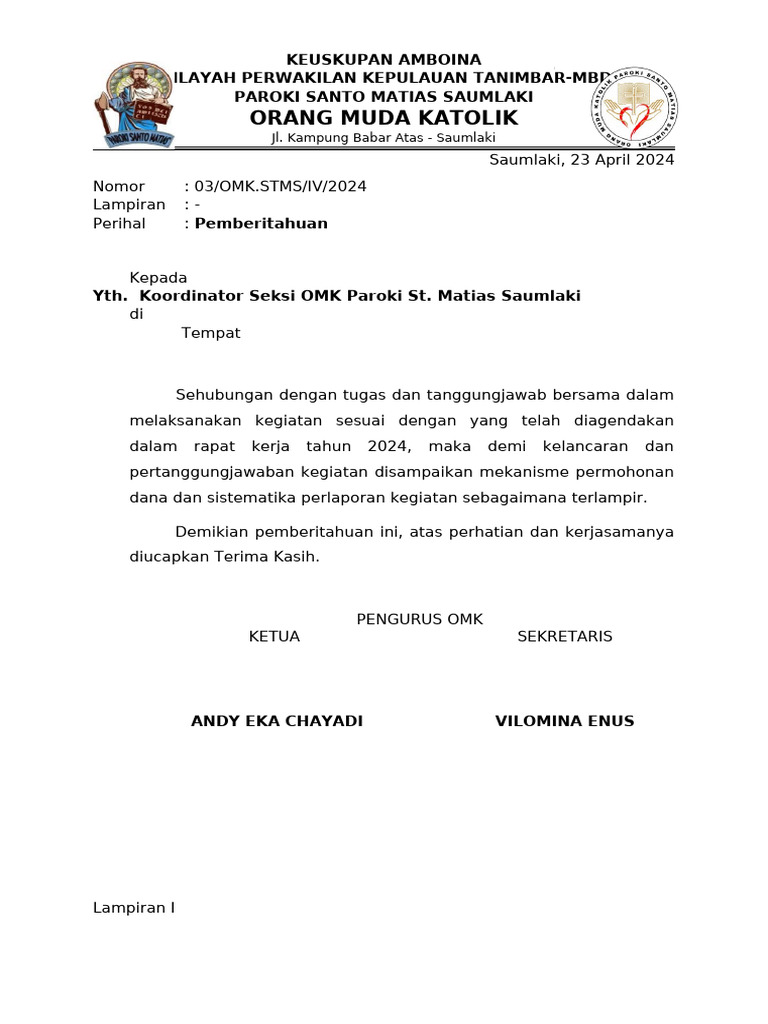 03 - Surat Pemberitahuan Mekanisme Permohonan Dana Dan SPJ | PDF