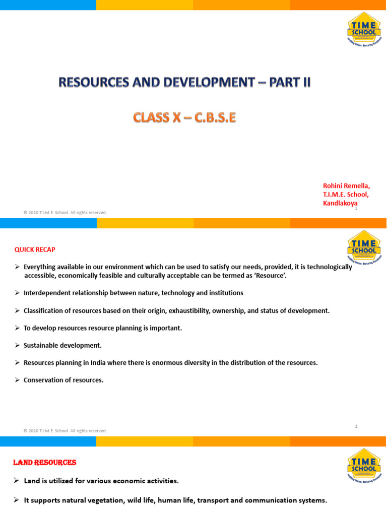 Resources & Development - Part II Class 10 Notes | PDF