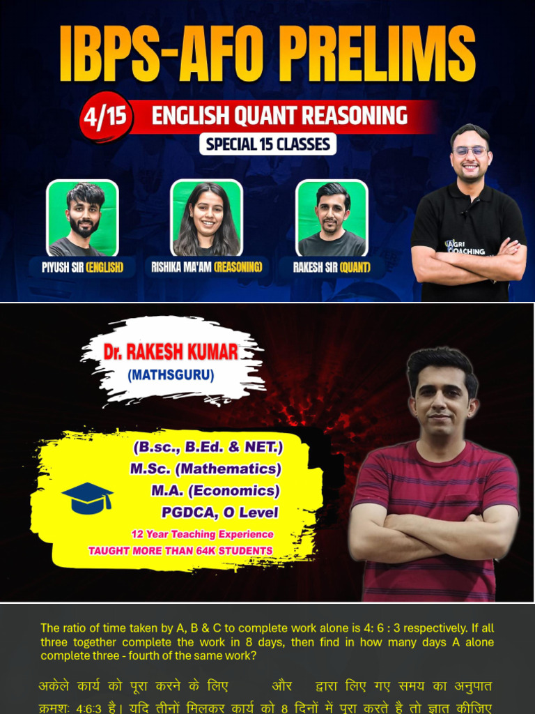 Day 4 YT Class (Quants) | PDF