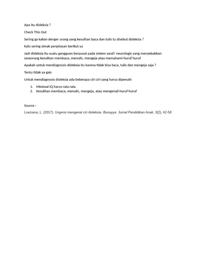 Apa Itu Disleksia | PDF