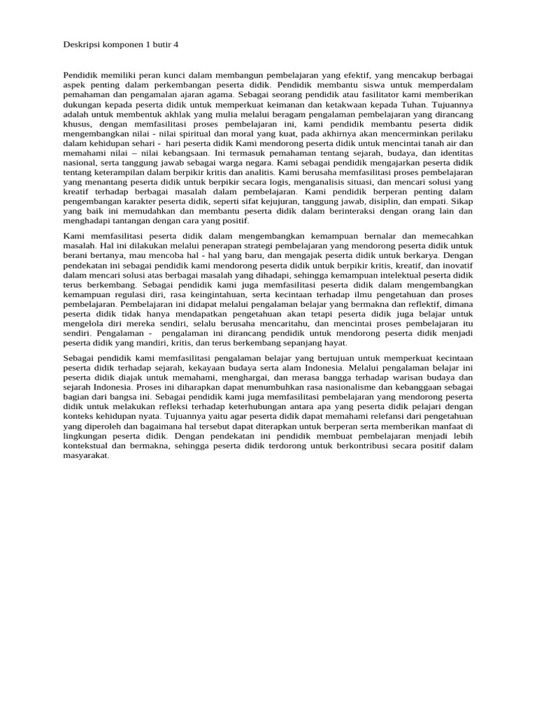 Akreditasi Deskripsi Komponen 1 Butir 4 | PDF