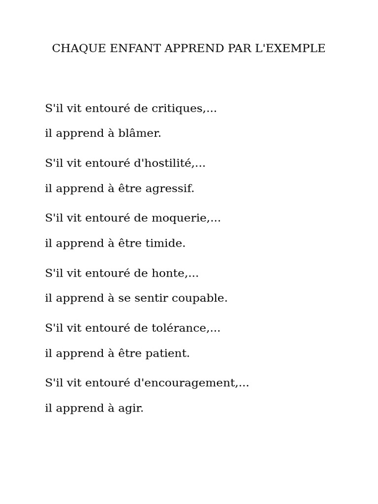 Chaque Enfant Apprend Par l'Exemple | PDF Chaque Enfant Apprend Par l'Exemple | PDF