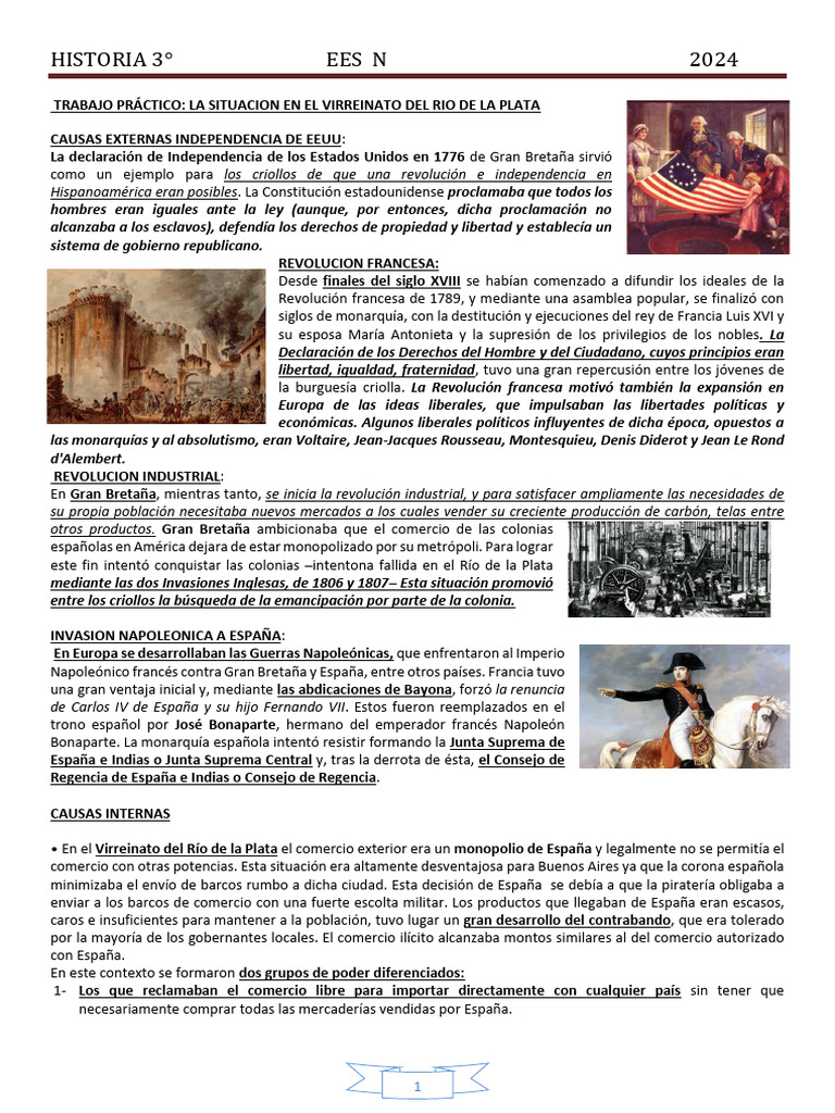 Trabajo Practico Independencia Hispanoamericana | PDF