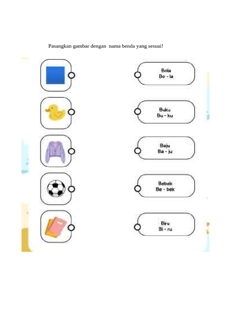 Pasangkan Gambar Dengan Nama Benda Yang Sesuai | PDF