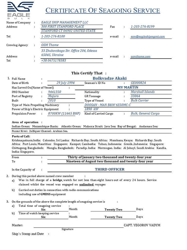 Georgian Sea Service | PDF