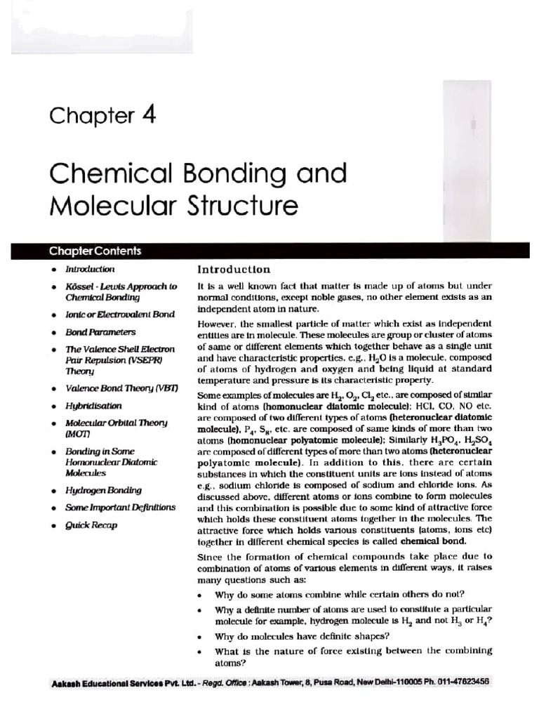 Chemical Bonding and Molecular Structures-1 | PDF