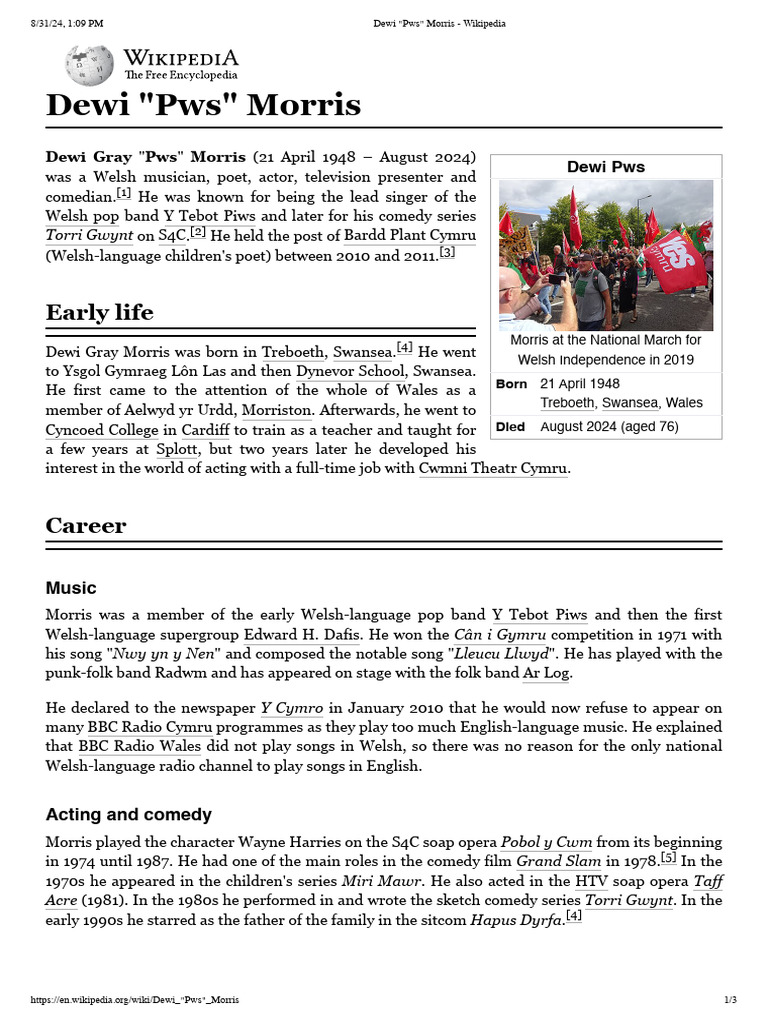 Dewi _Pws_ Morris - Wikipedia | PDF