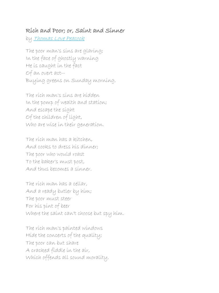 Rich and Poor... Poem | PDF