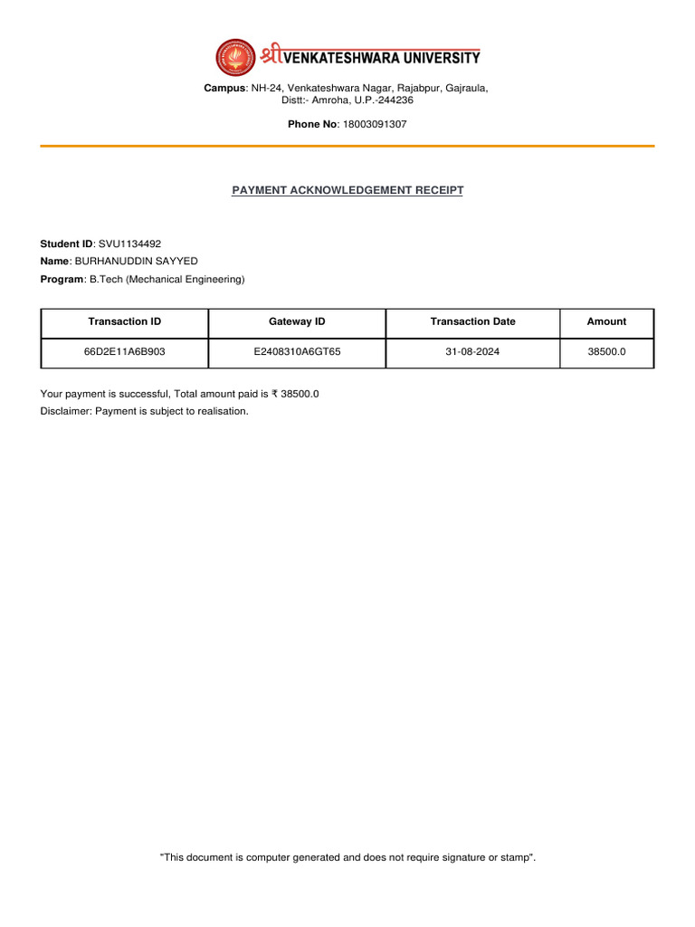 Fee Receipt (1) | PDF