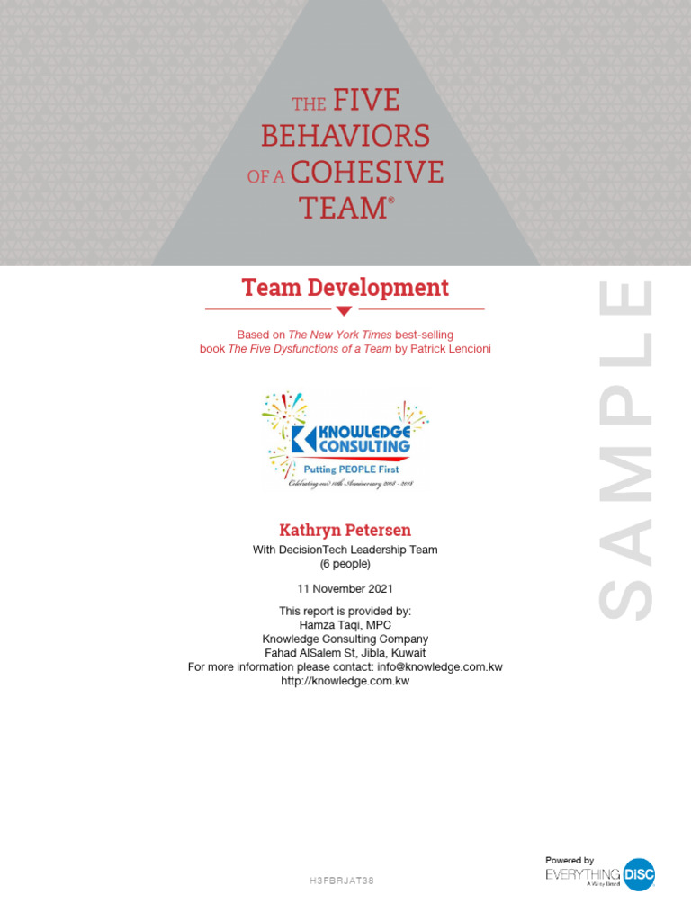 Team Development Profile Report | PDF | Anger | Business