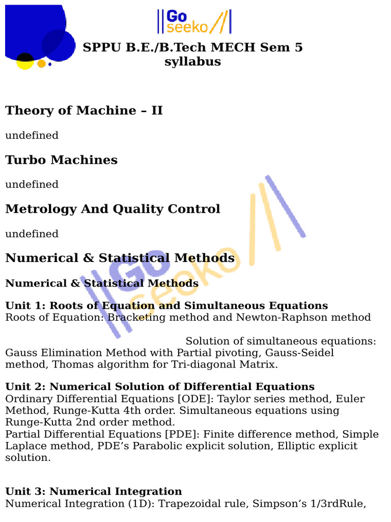 MECH Sem 5 Syllabus | PDF
