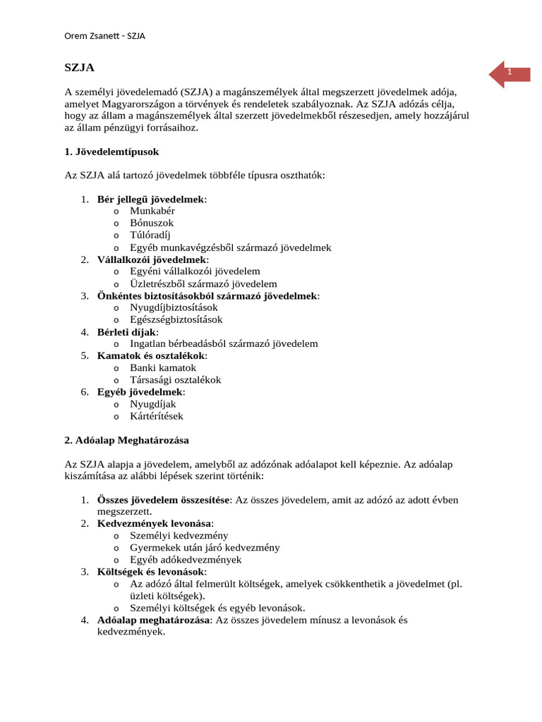 Orem Zsanett - SZJA | PDF