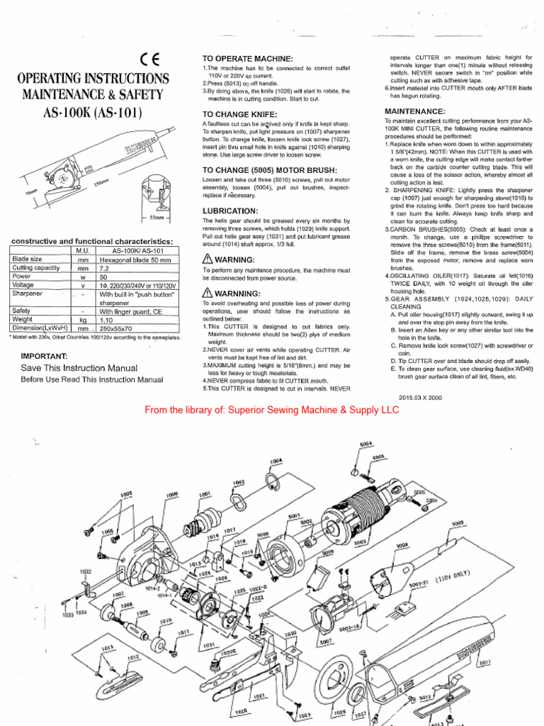 AS100 Parts and Instruction Manual | PDF