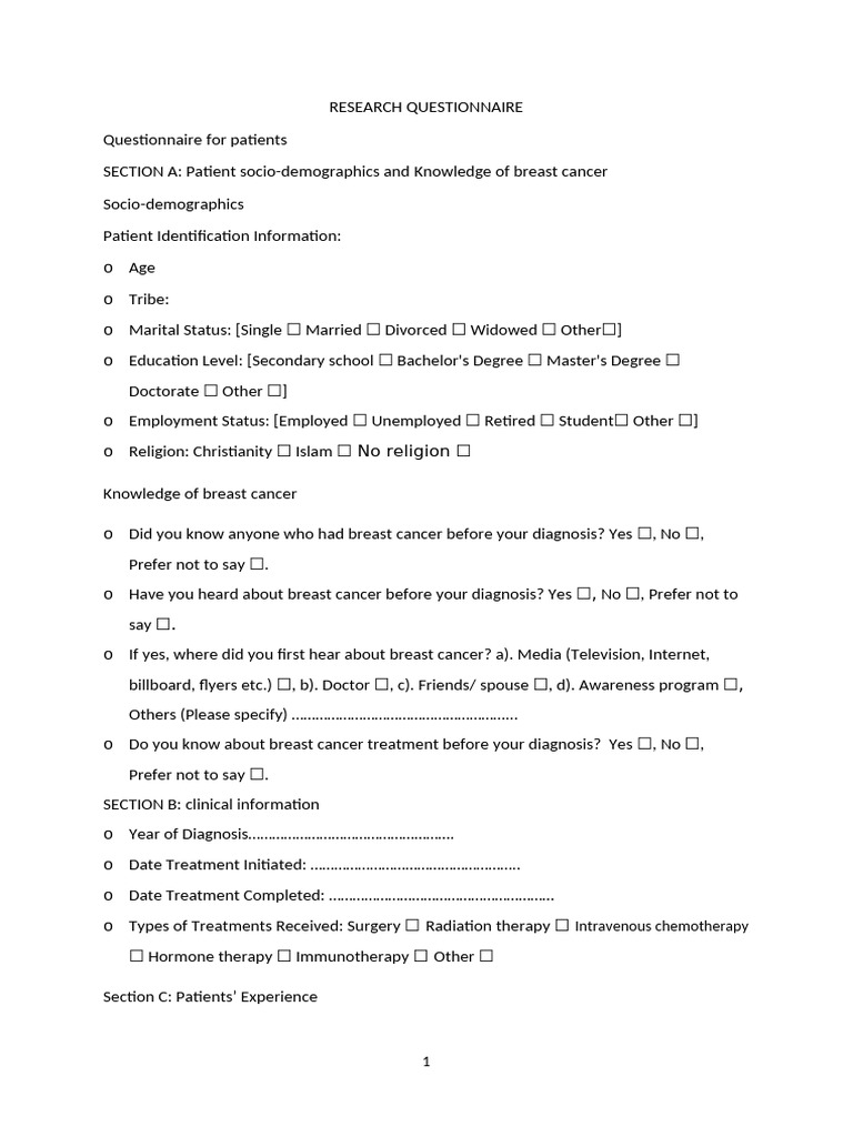 QUESTIONNAIRE | PDF