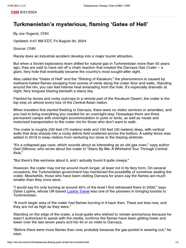 Turkmenistan's Flaming Gates of Hell' - CNN | PDF