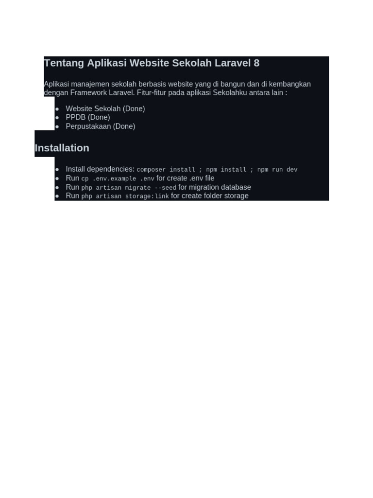 Tentang Aplikasi Website Sekolah Laravel 8 | PDF