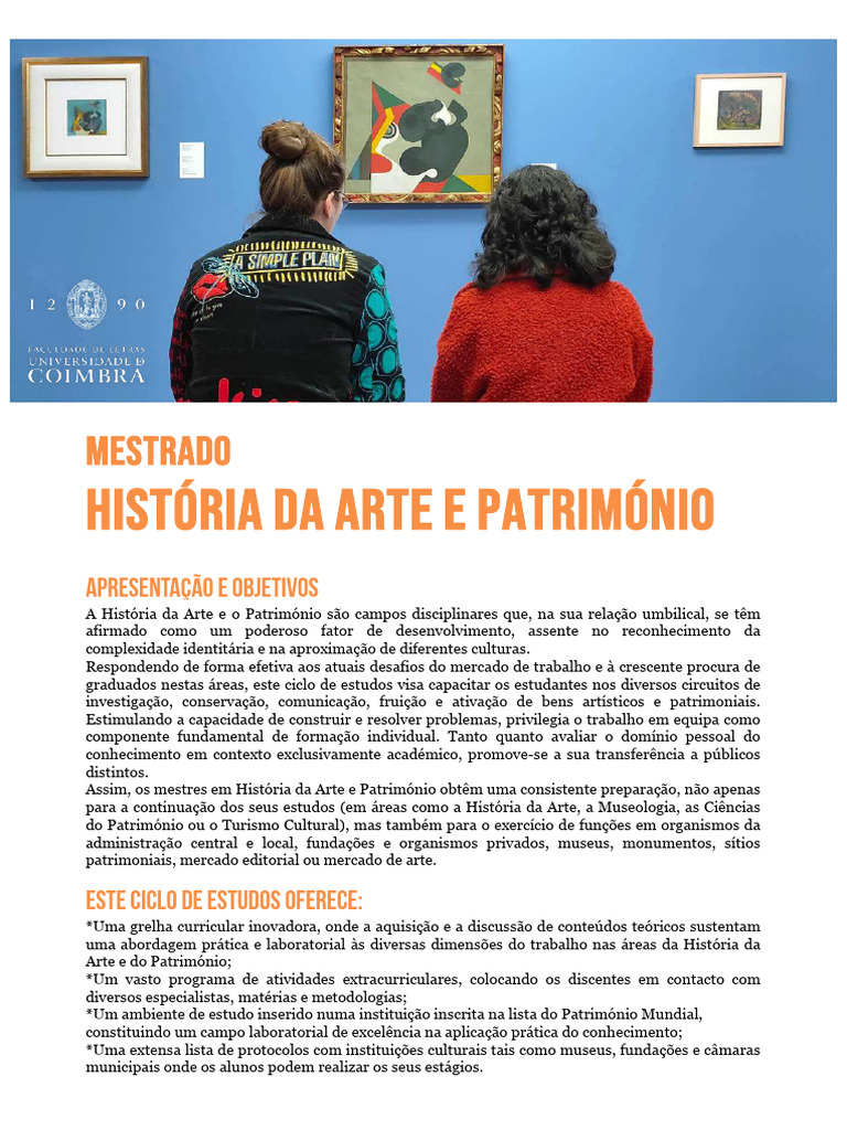 Folheto Informativo Mestrado Histo Ria Da Arte 24 25 | PDF | Arte