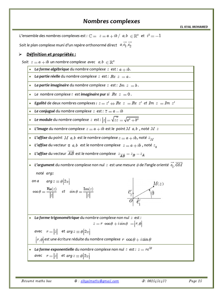 Nombres Complexes 1 2 Resume de Cours 2 | PDF