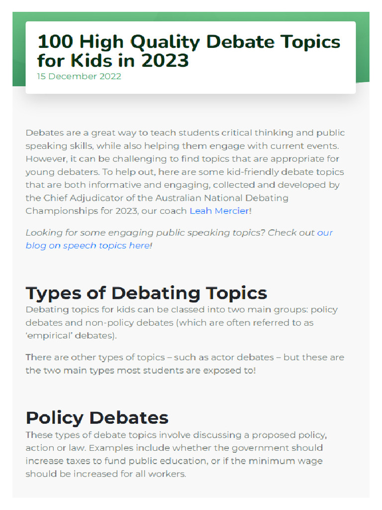 100-high-quality-debating-topics-for-kids | PDF
