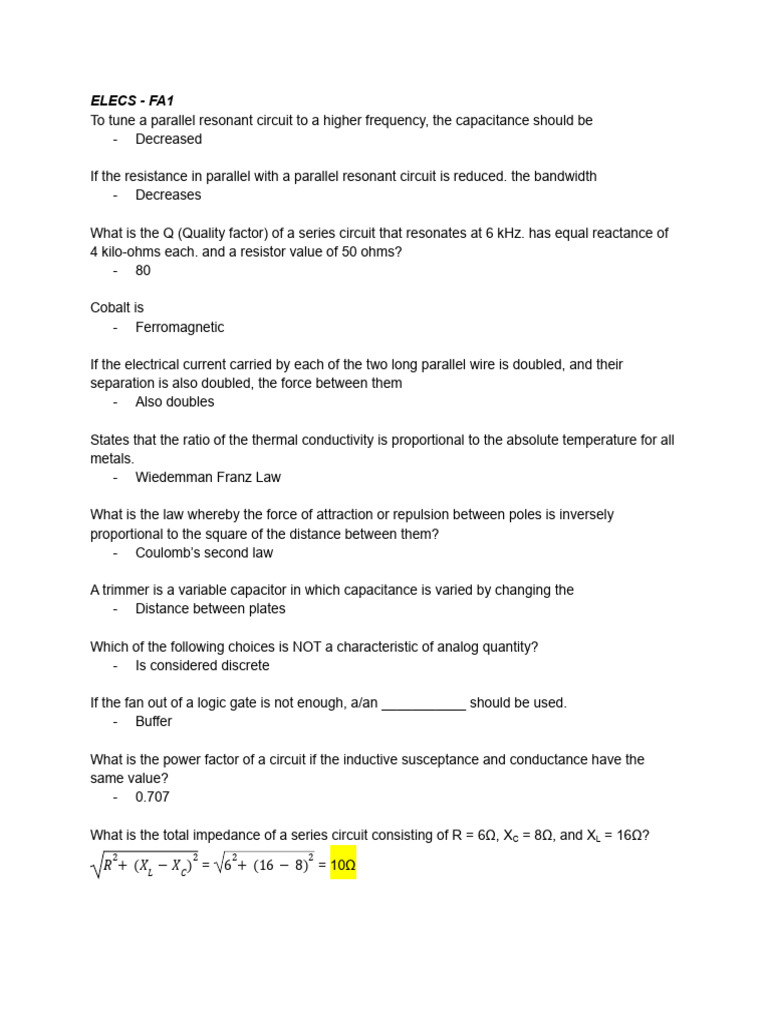 elecs & est question samples | PDF