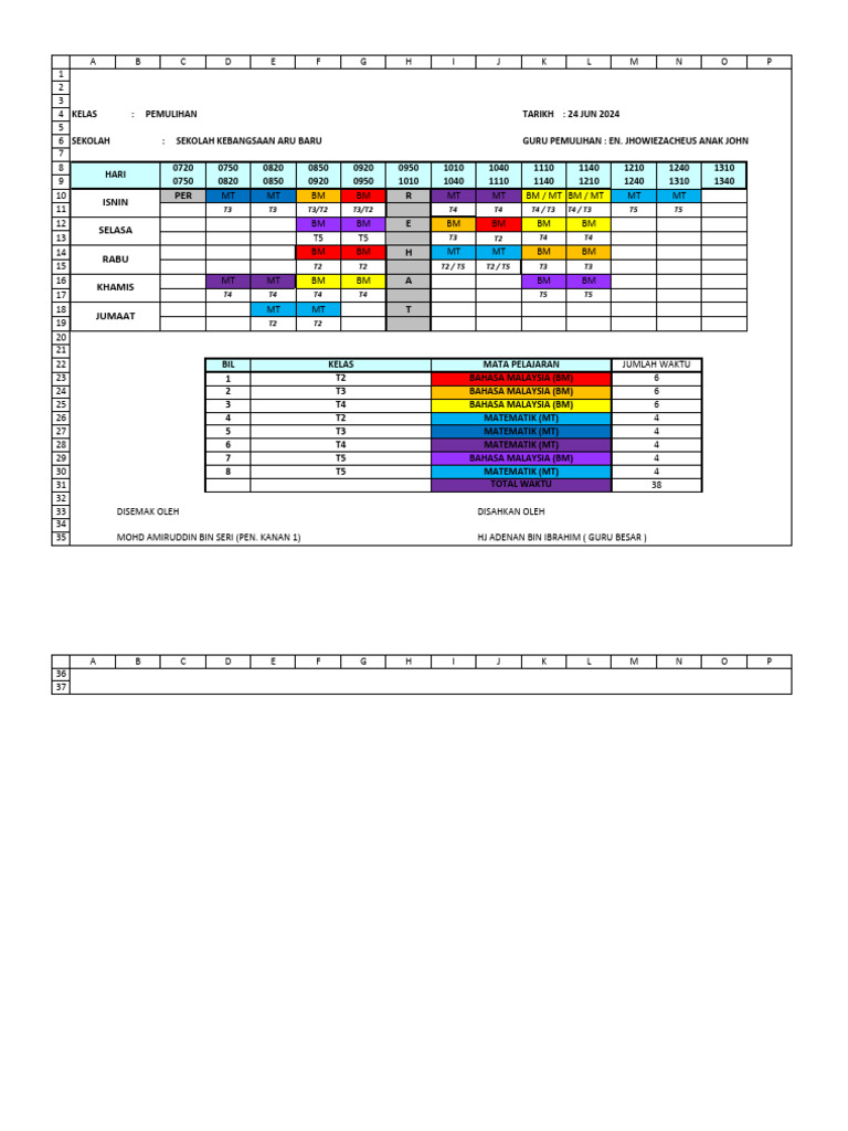 Jadual Pemulihan Jun 2024 Skab | PDF