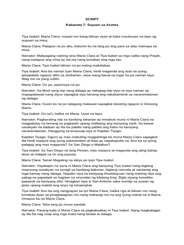 Script of Suyuan Sa Asotea Kabanata 7 | PDF