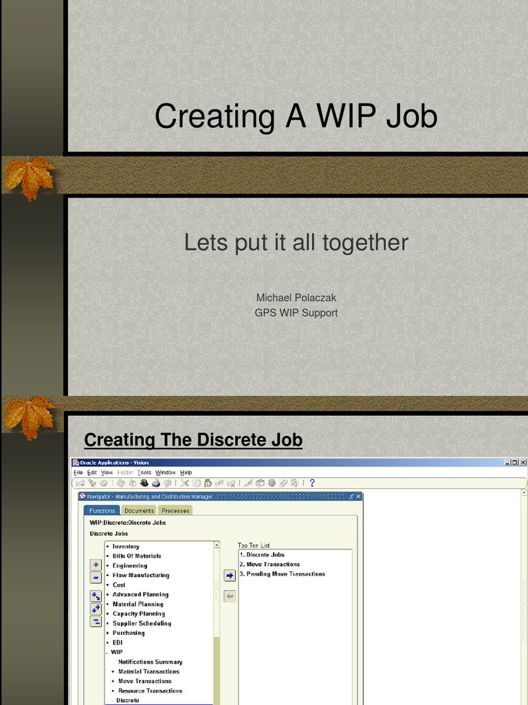Creating A WIP JOB | PDF