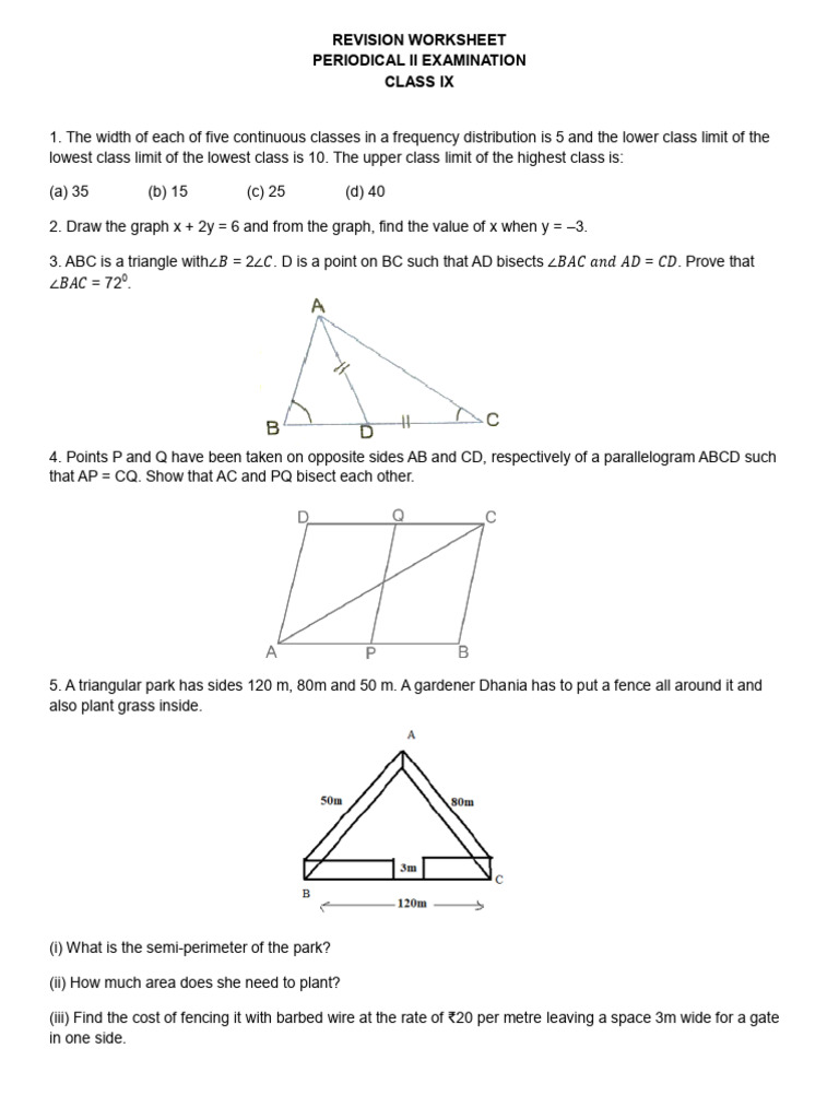 Revision ws2 Class 9 | PDF