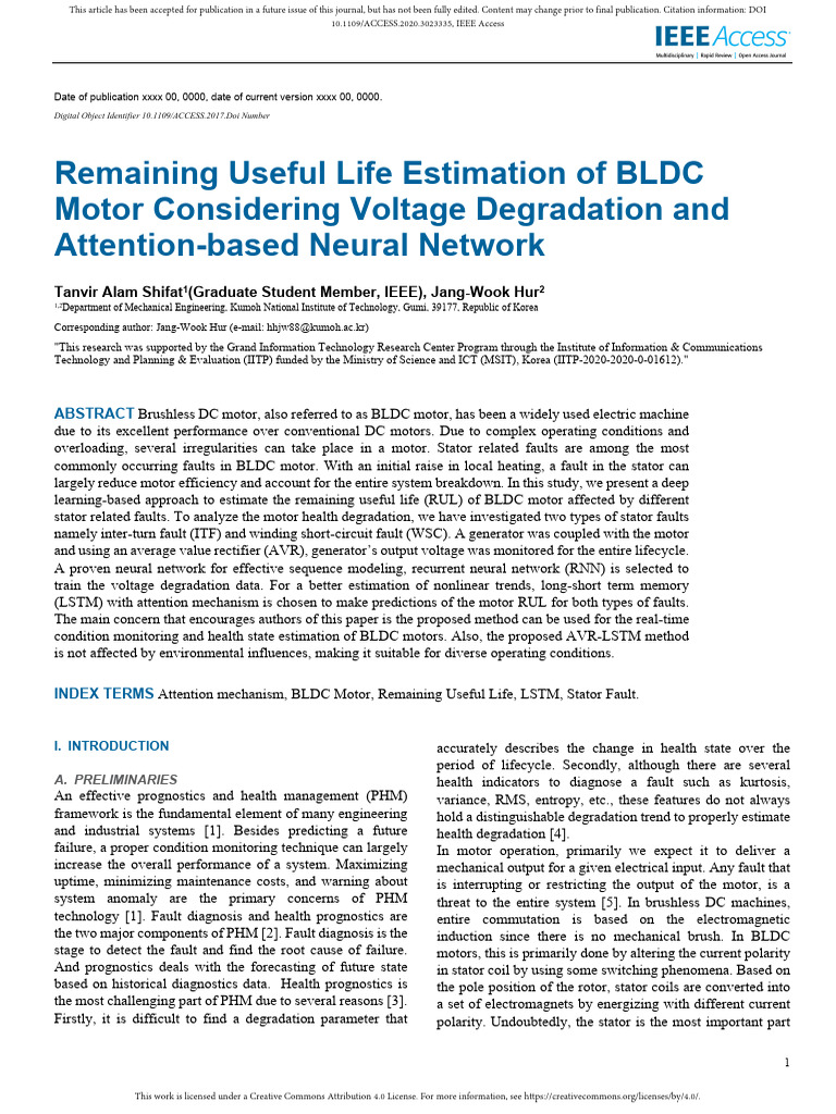 Remaining Useful Life Estimation of BLDC Motor | PDF