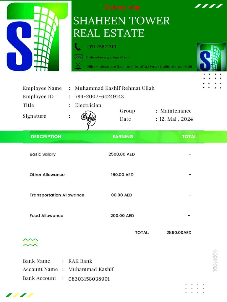 Salary Slip Kashif | PDF