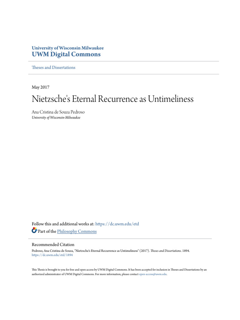 Nietzsches Eternal Recurrence As Untimeliness | PDF | Thus Spoke ...