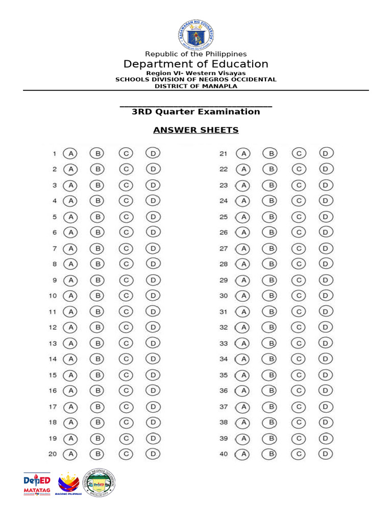 ANSWER SHEETS | PDF ANSWER SHEETS | PDF