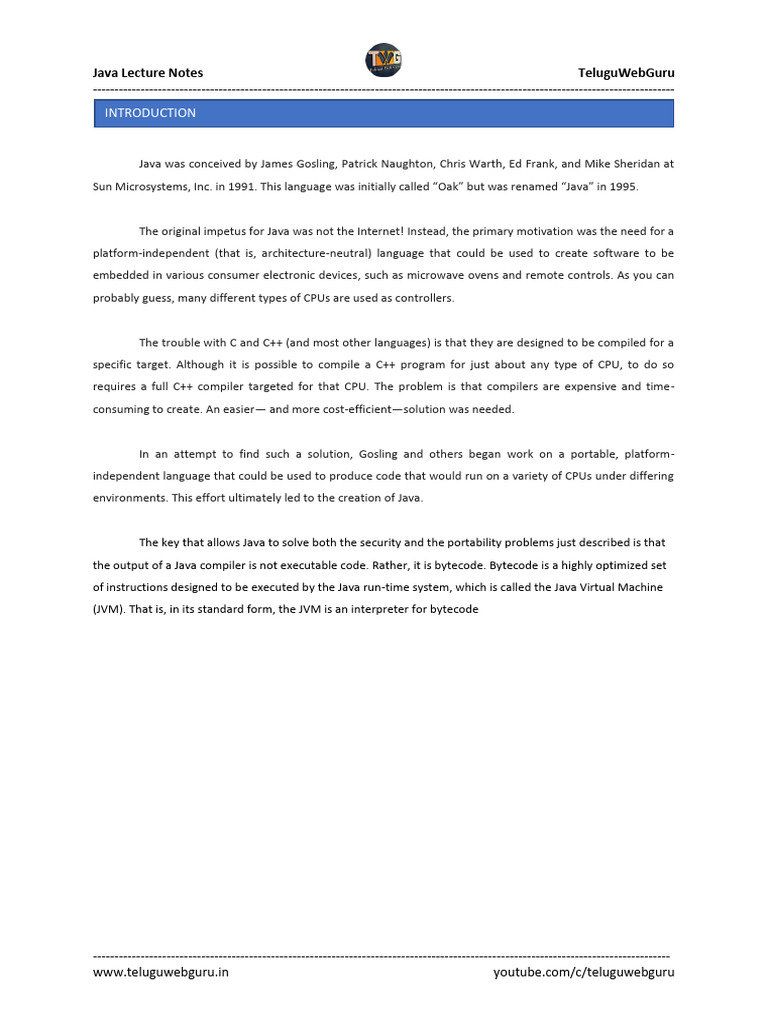 Java Teaching Notes by TWG | PDF