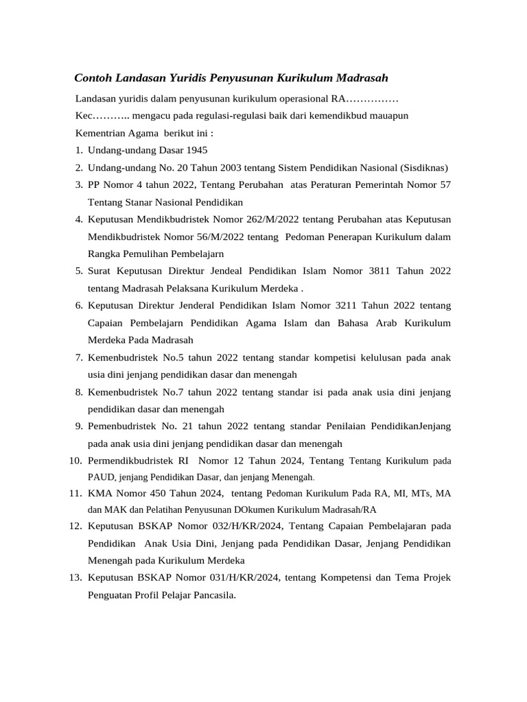 Landasan Yuridis Penyusunan KM RA | PDF
