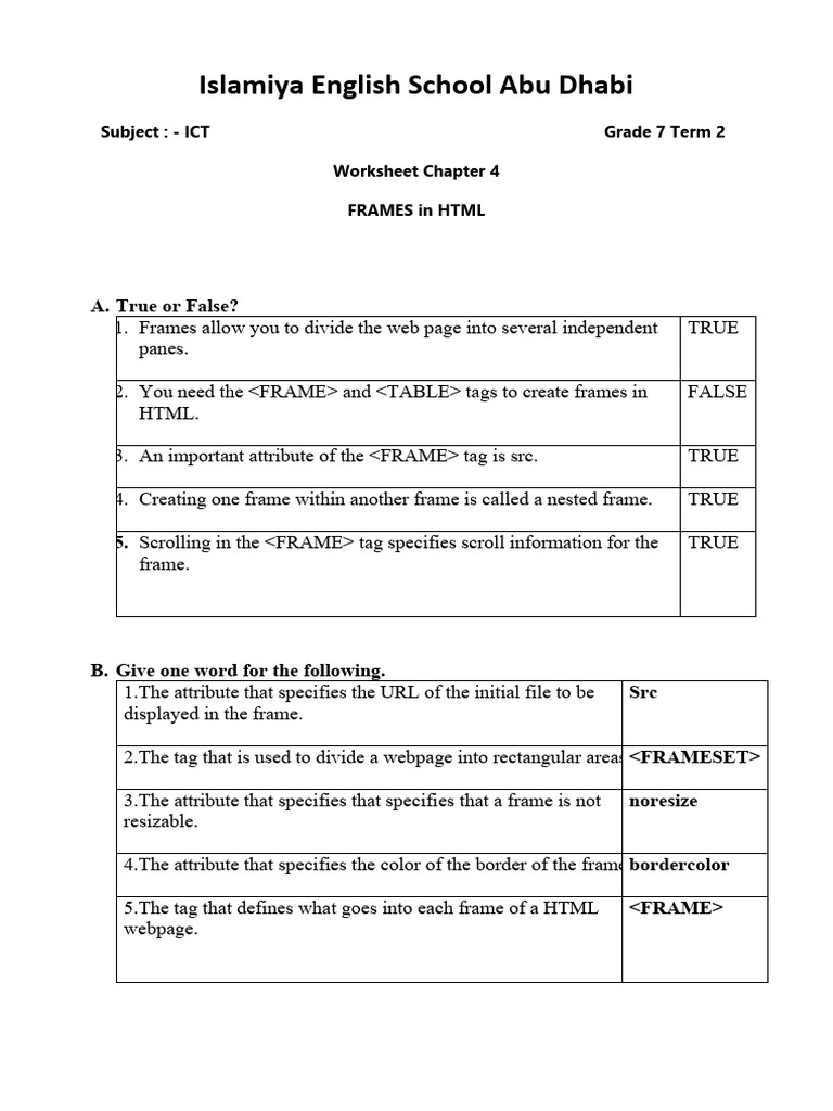 Grade 7 Workbook Term 2 Chapter 2-ANSWERS | PDF