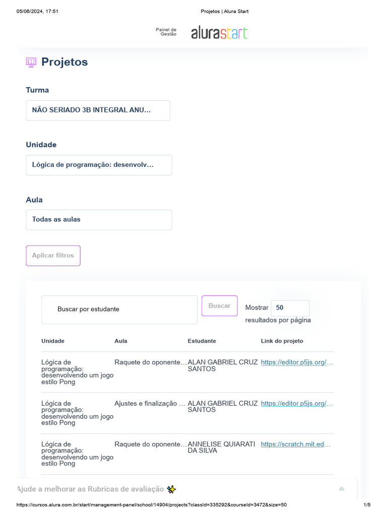 Projetos .Alura Start 3B | PDF