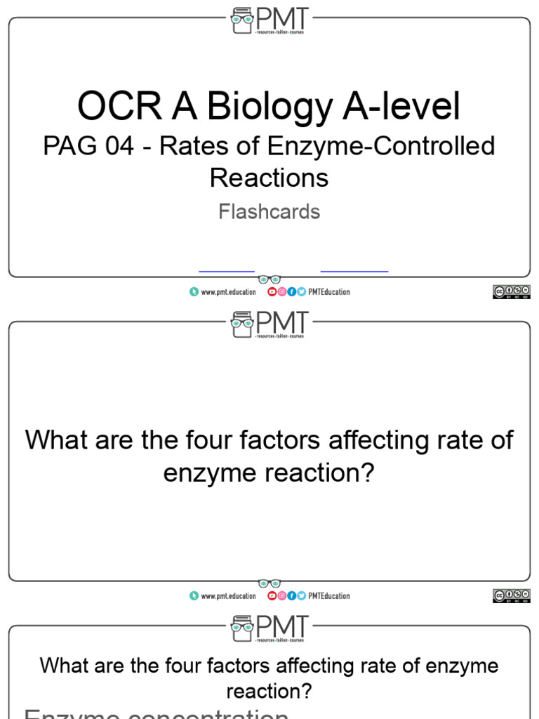 Flashcards - PAG 04 Rates of Enzyme-Controlled Reactions - OCR (A ...