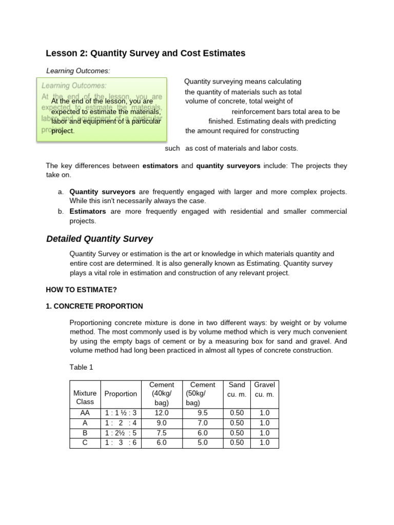BSD Quantity Survey | PDF