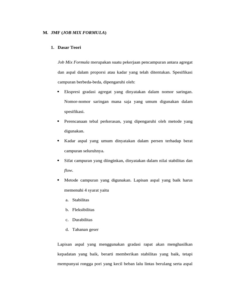 M. Job Mix Formula | PDF