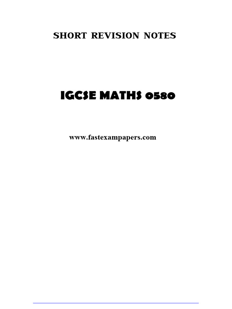 Igcse Mathematics Revision and Formula Sheet | PDF