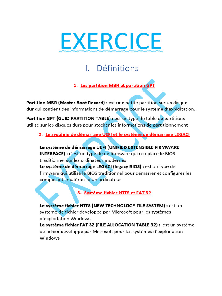 Exercice: I. Définitions | PDF