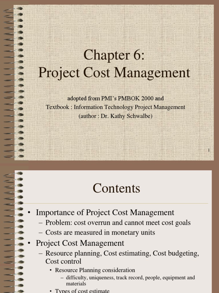 PMBOK Chapter 6 - Cost | PDF | Production And Manufacturing ...