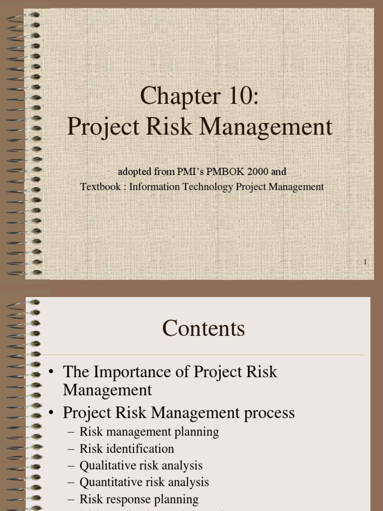 PMBOK Chapter 10 - Risk | PDF | Risk Management | Monte Carlo Method