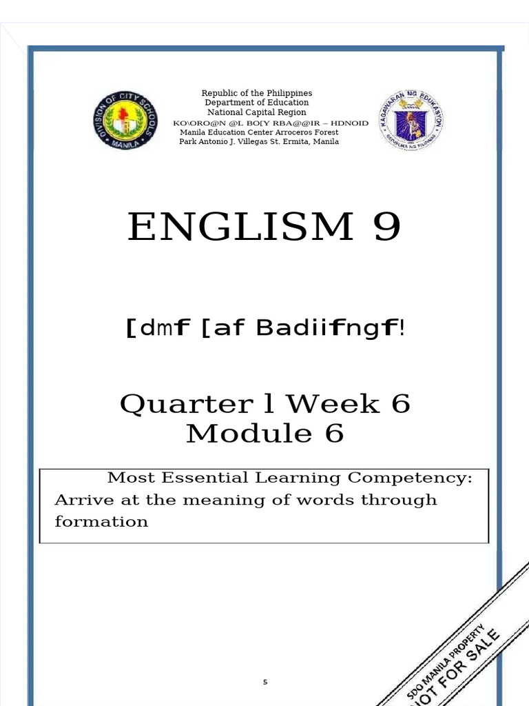 PDF English 9 q1 w6 Mod6 Word Formation | PDF
