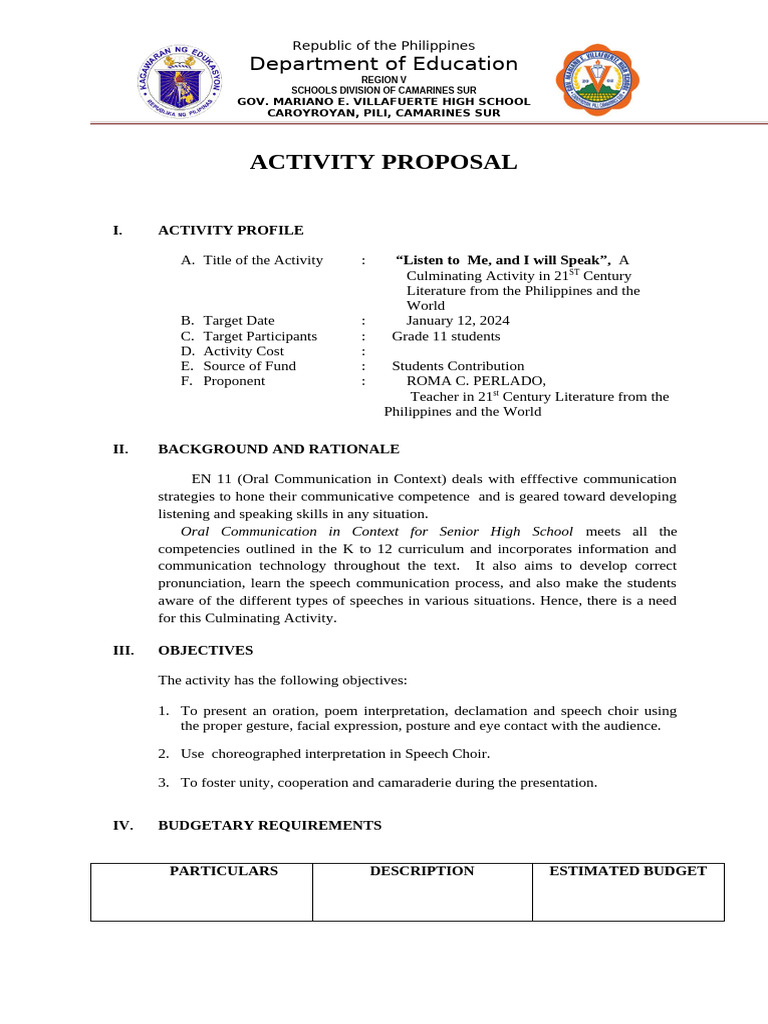 Activity Proposal | PDF