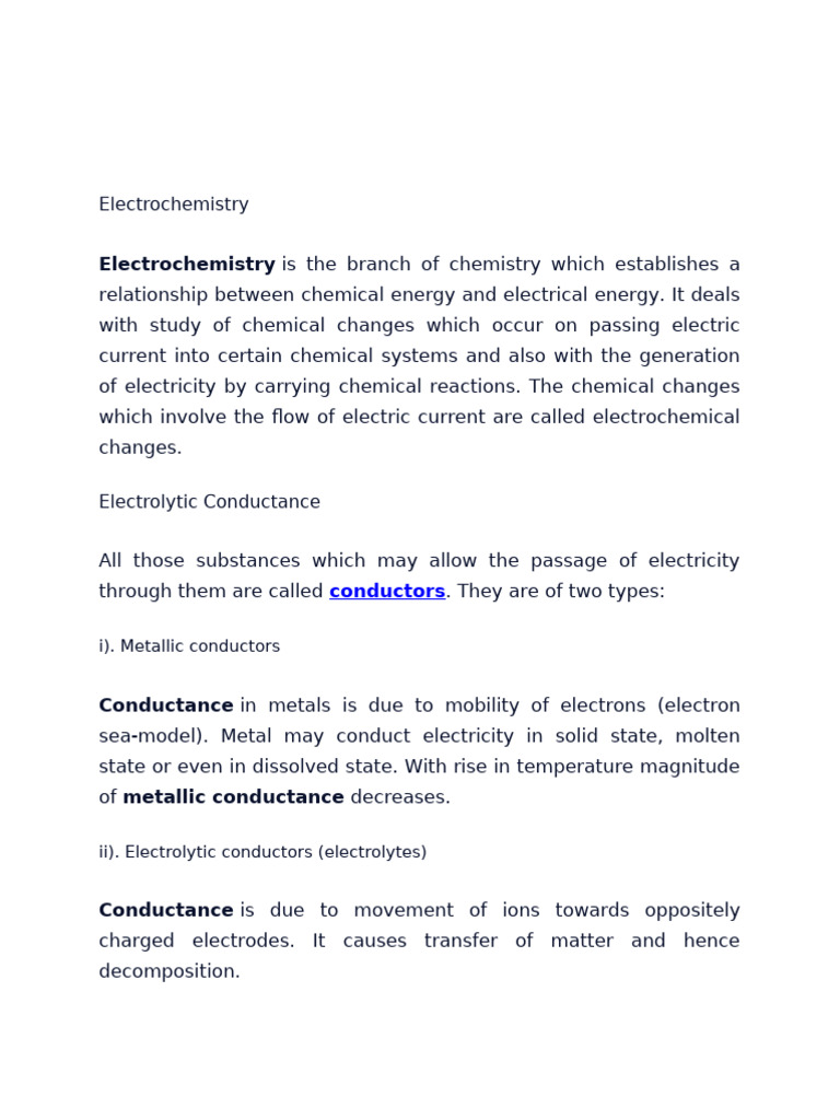 Class 12 Chemistry Chapter 2 Electro Chemistry Notes | PDF ...