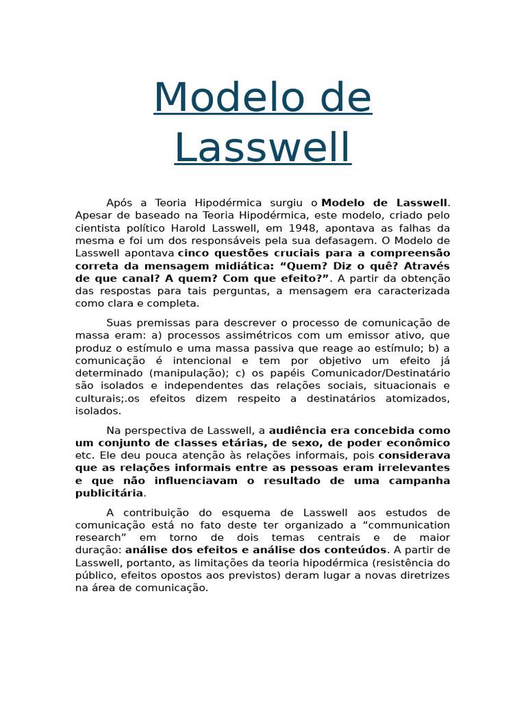 Modelo de Lasswell | PDF
