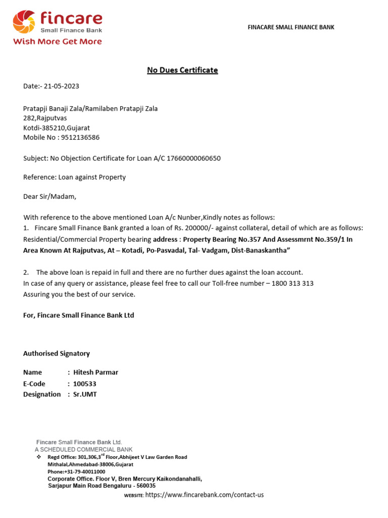 fincaRE NOC | PDF