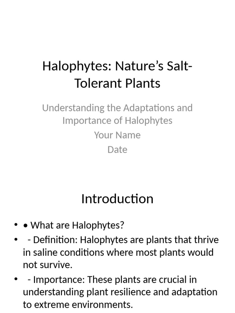 Halophytes Presentation | PDF
