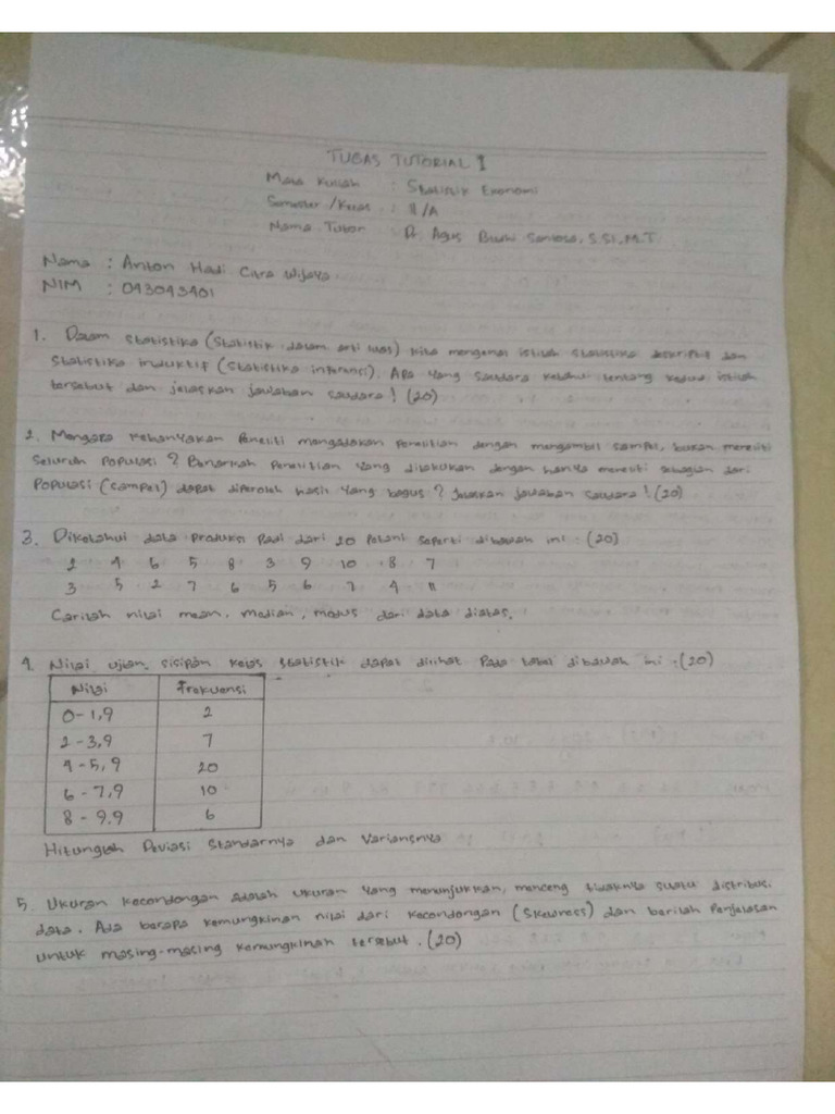 TT1 - Statistik Ekonomi | PDF